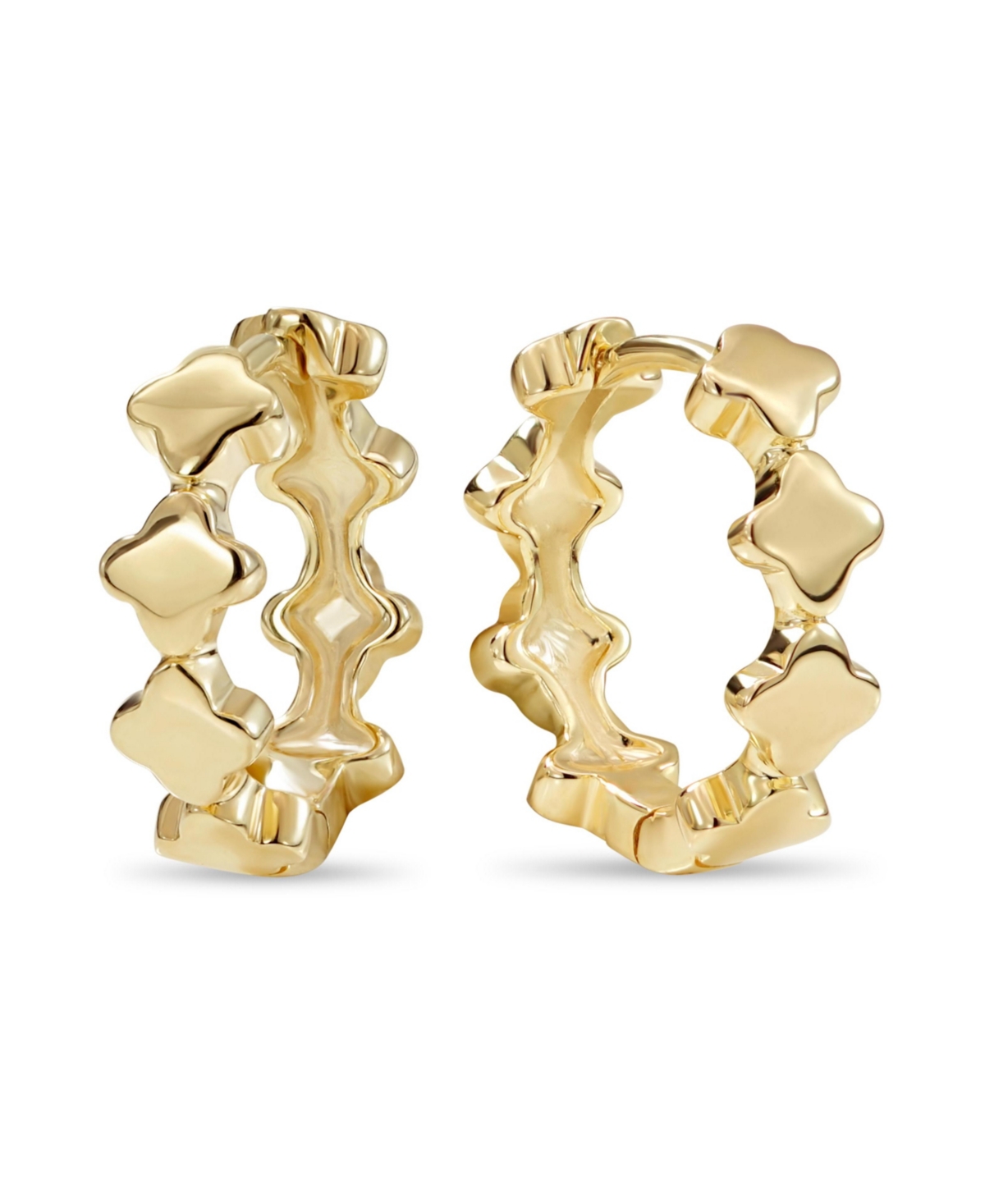 Click here for Devata Clover Hoop Earrings in 14K Gold  approx. 2... prices