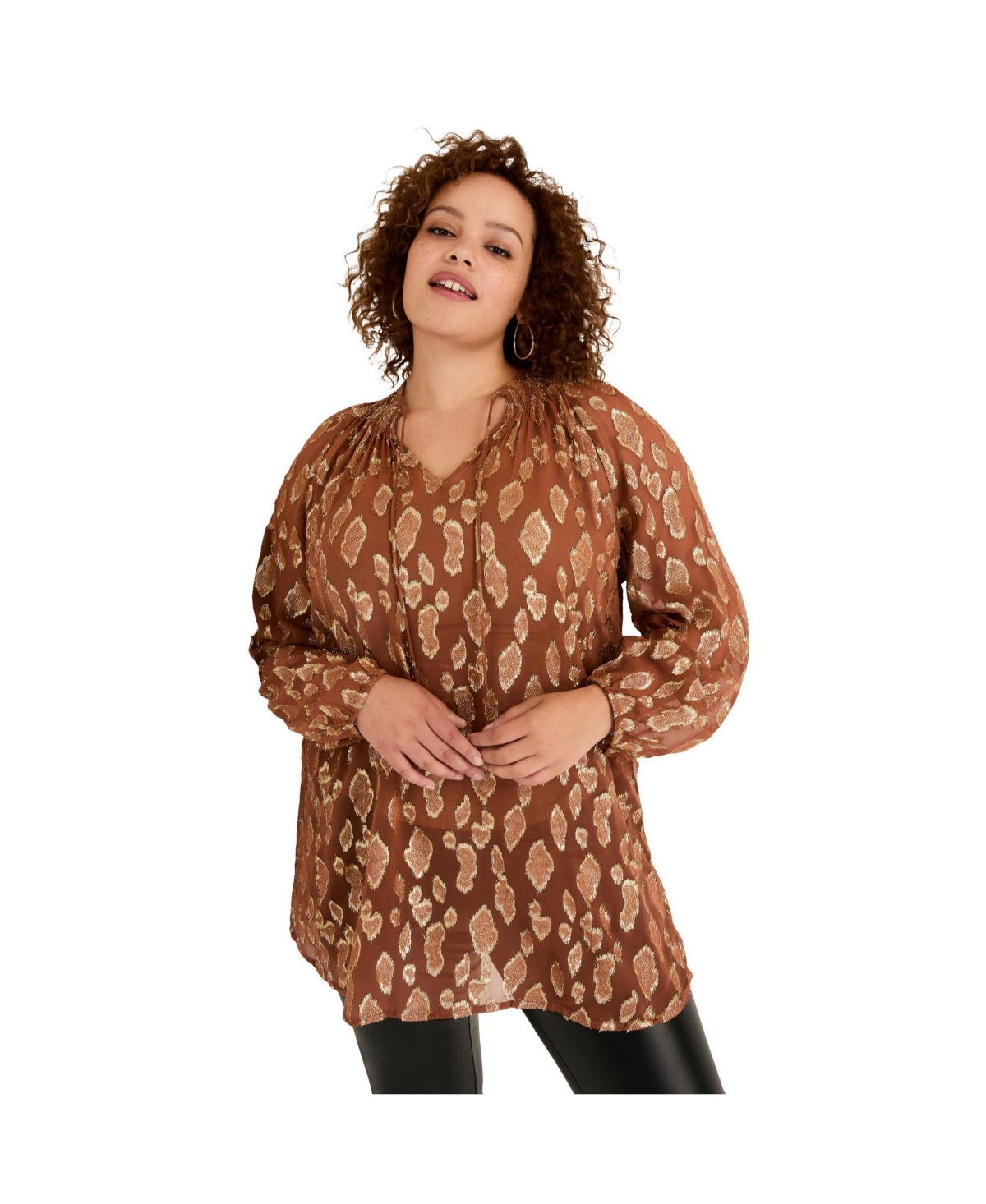 Click here for June + Vie Womens June + Vie Metallic Print Blouse... prices