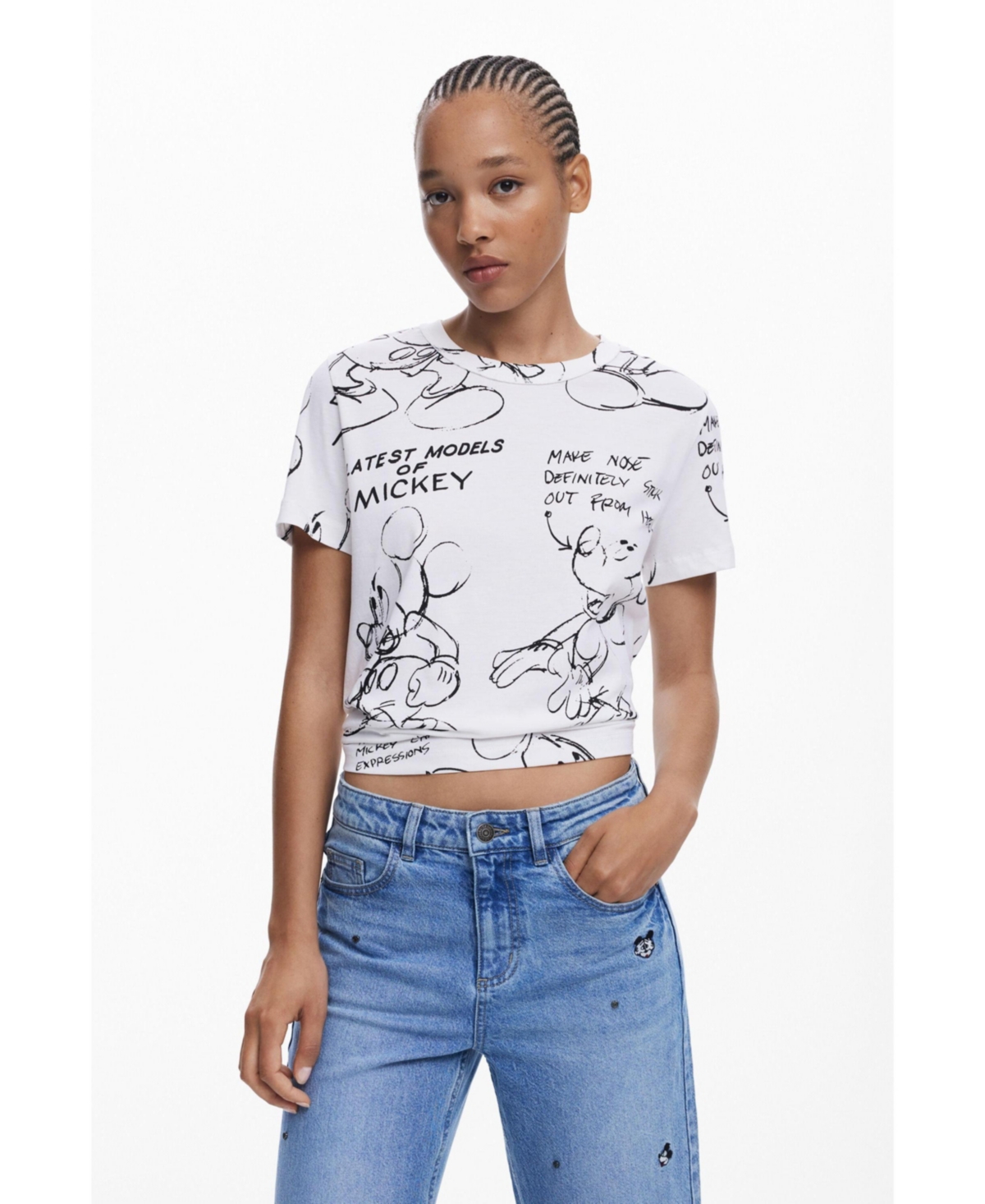 Click here for Desigual Womens Mickey Sketch T-shirt - White prices
