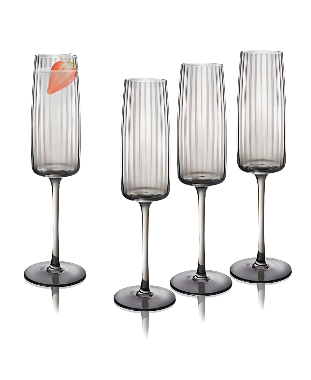Click here for Qualia Glass Modern Flute Glasses  Set of 4 - Gray prices