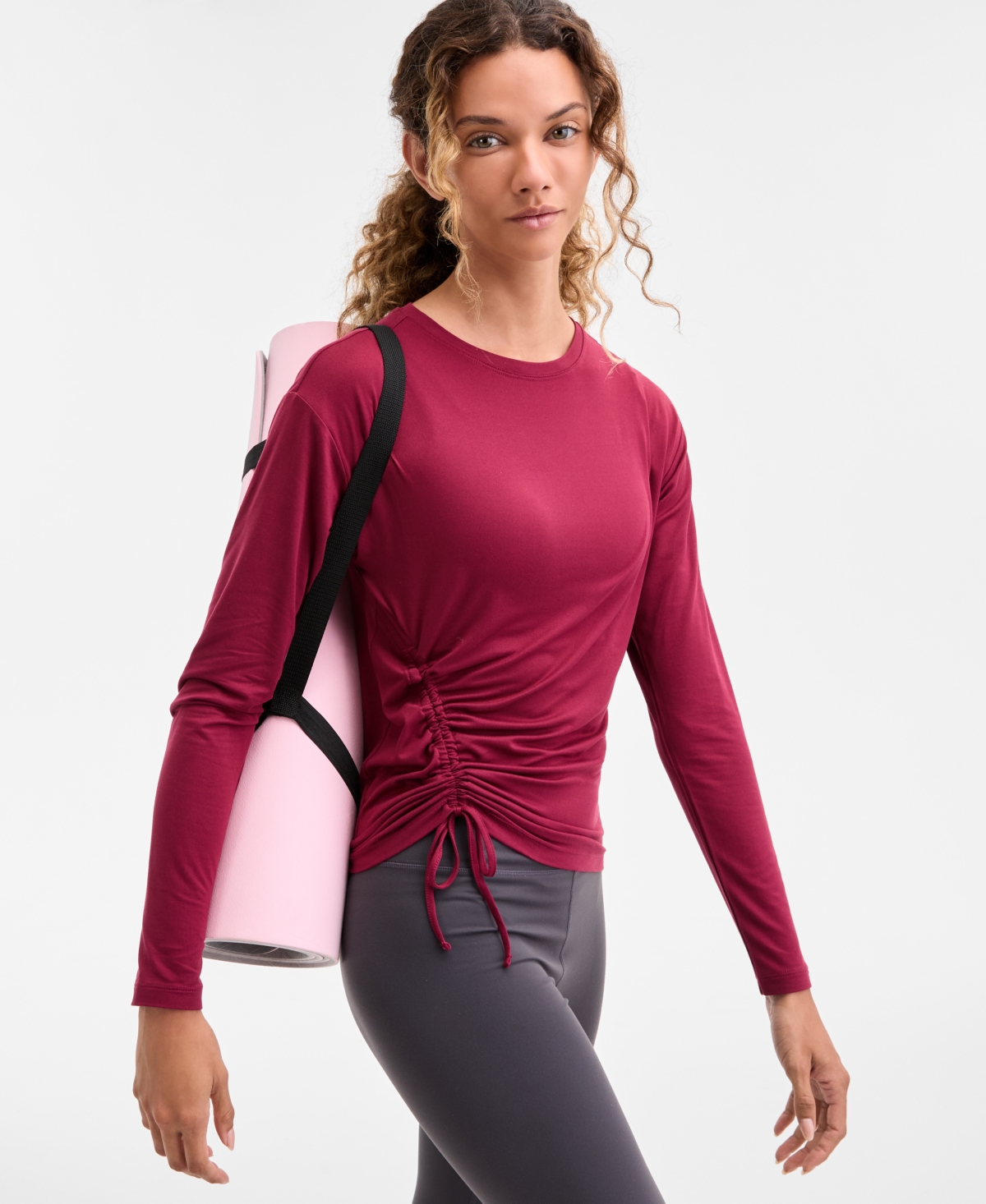 Click here for Id Ideology Womens Relaxed Side-Ruched Top  Macys... prices