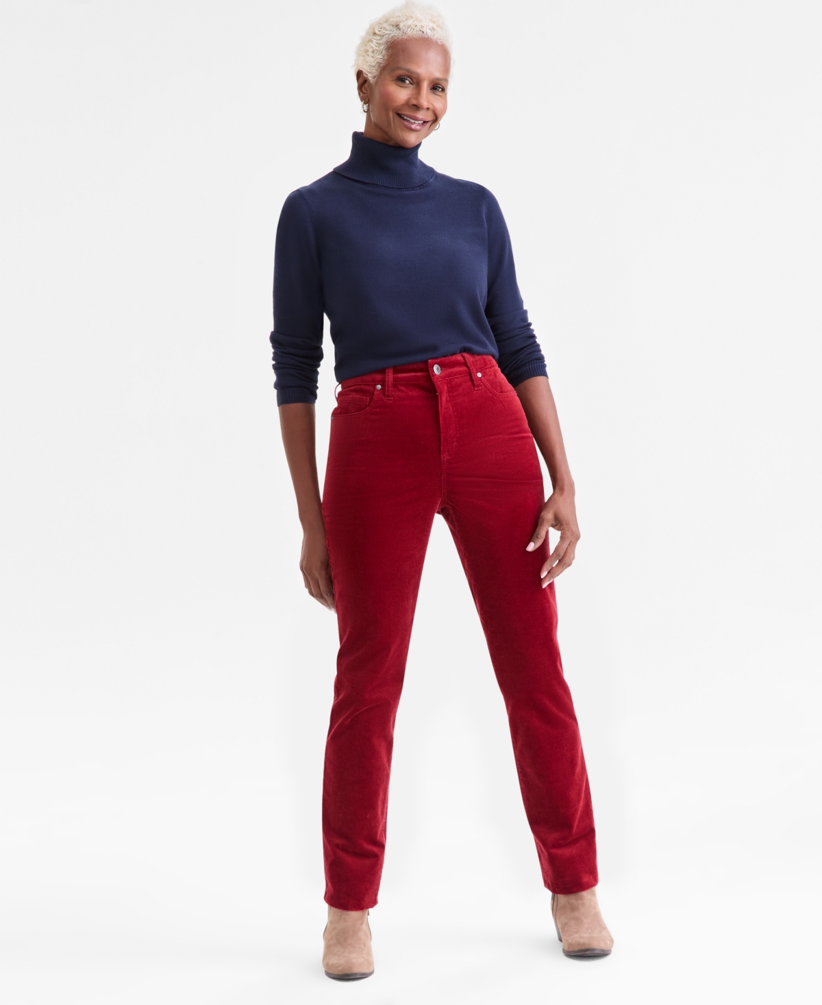 Click here for Style & Co Womens High-Rise Straight-Leg Corduroy... prices