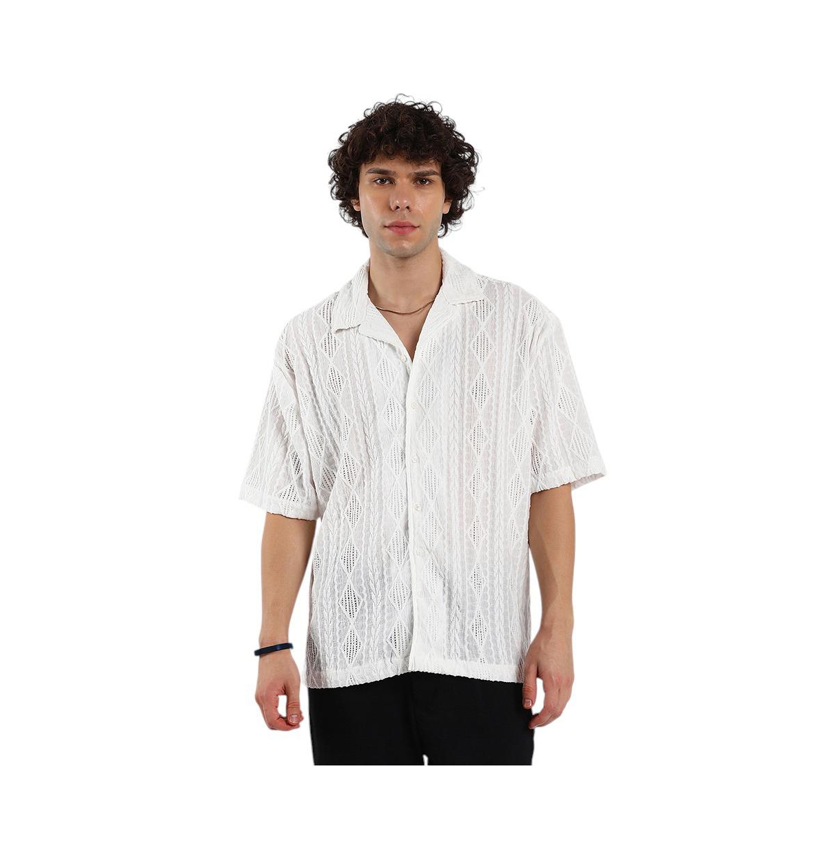 Click here for Mens Daisy White Argyle-Textured Oversized Shirt -... prices