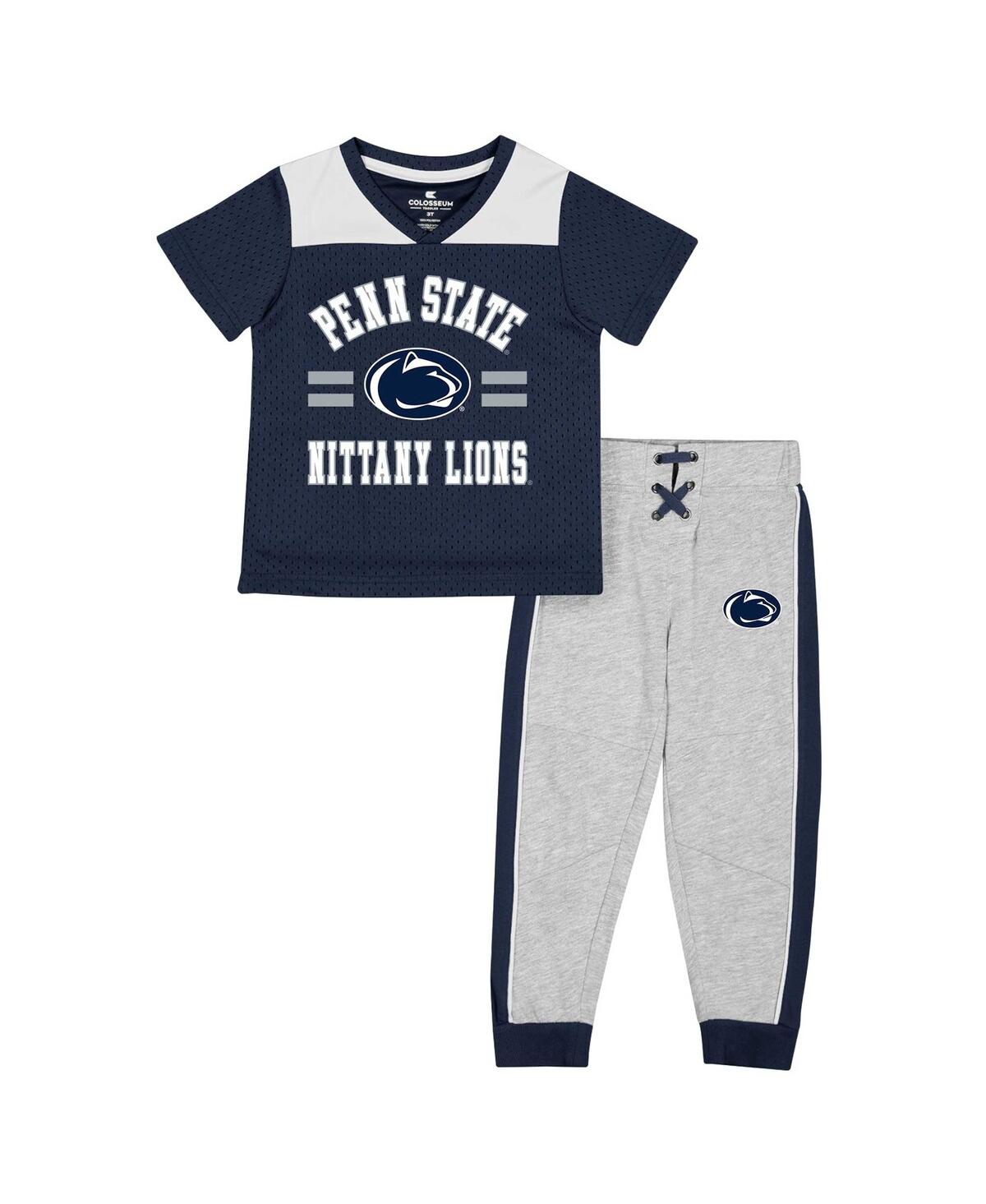 Click here for Colosseum Toddler 2-Piece Navy/Heather Gray Penn S... prices
