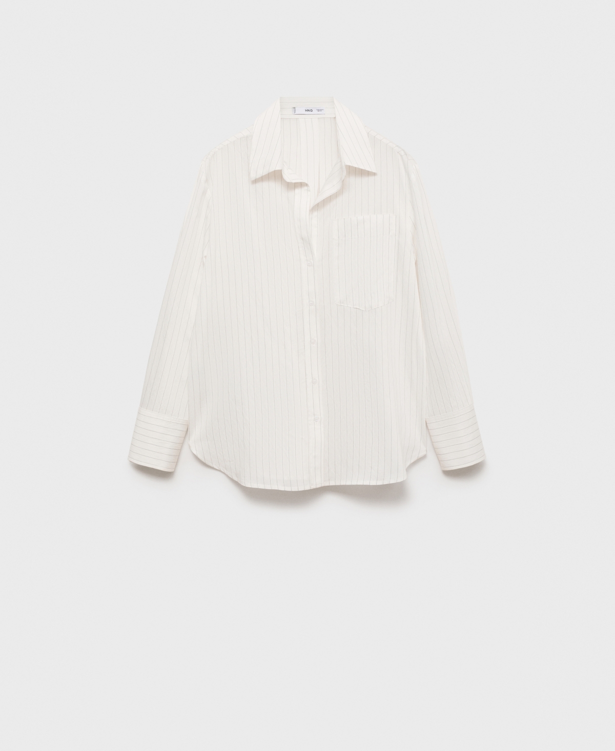 Click here for Mango Womens Semi-Transparent Striped Shirt - Off... prices