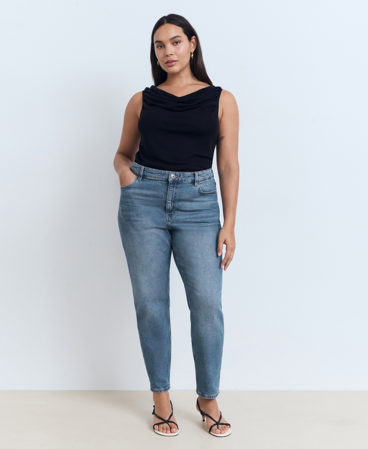 Click here for Mango Womens New Mom Comfort High-Rise Jeans - Med... prices