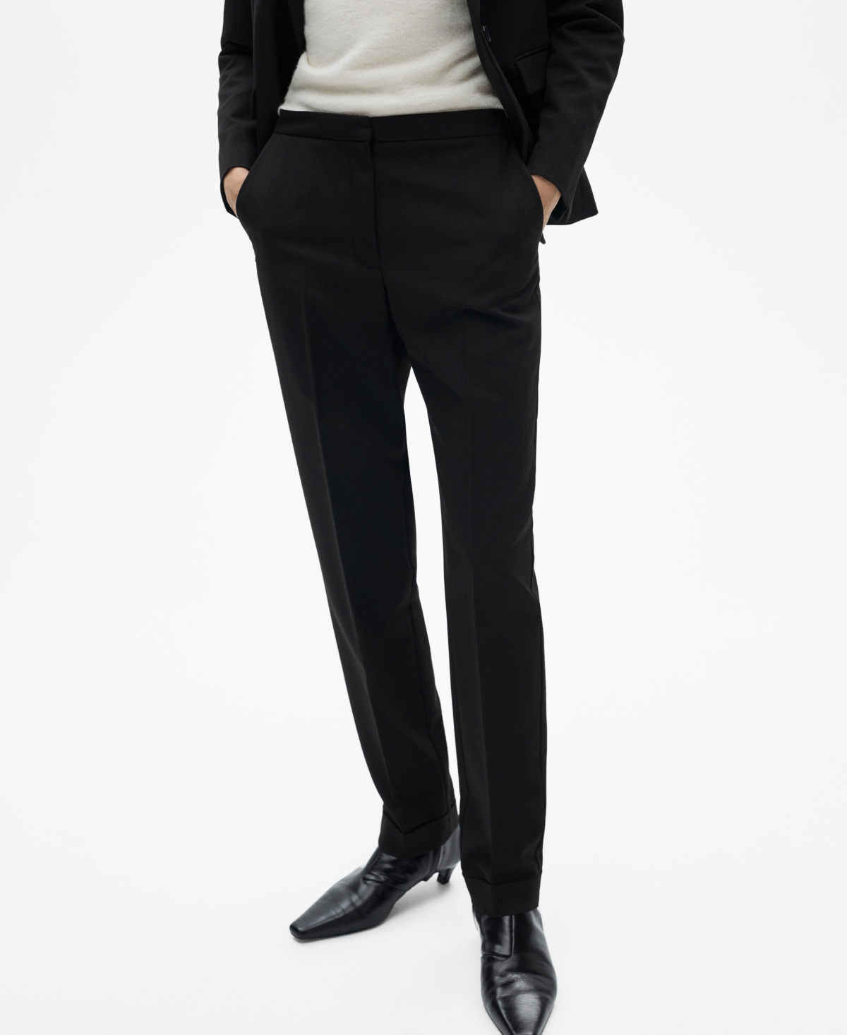 Click here for Mango Womens Straight Suit Pants - Black prices