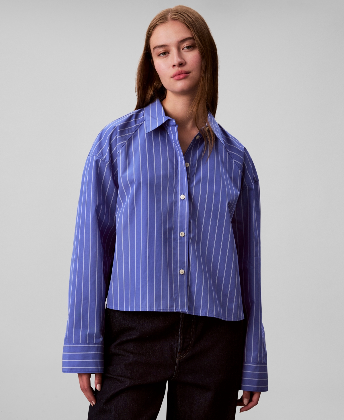 Click here for Calvin Klein Jeans Womens Stripe Boxy Cotton Crop... prices