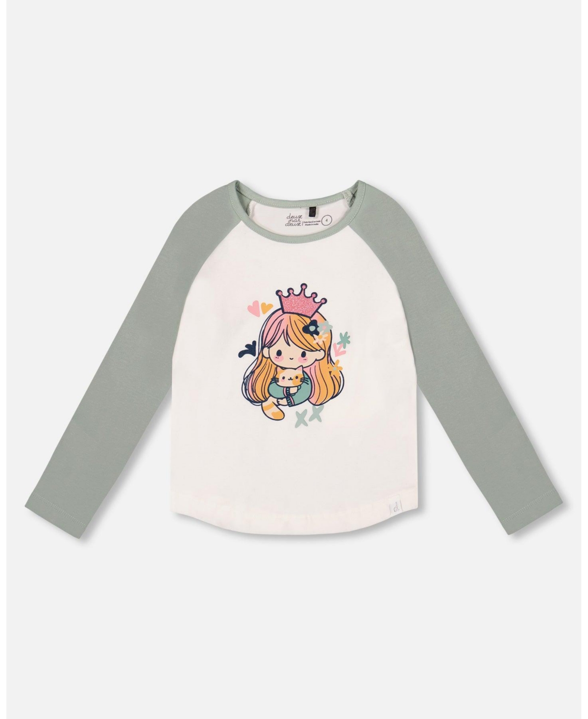 Click here for Deux par Deux Girl Jersey Raglan Sleeve Tee Off-Wh... prices