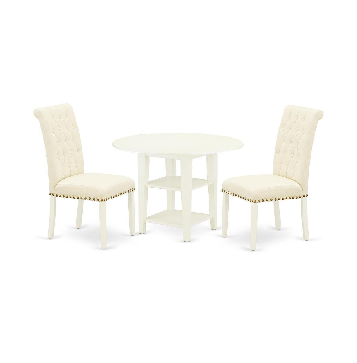 Click here for East West Furniture Dining Room Set Linen White -... prices