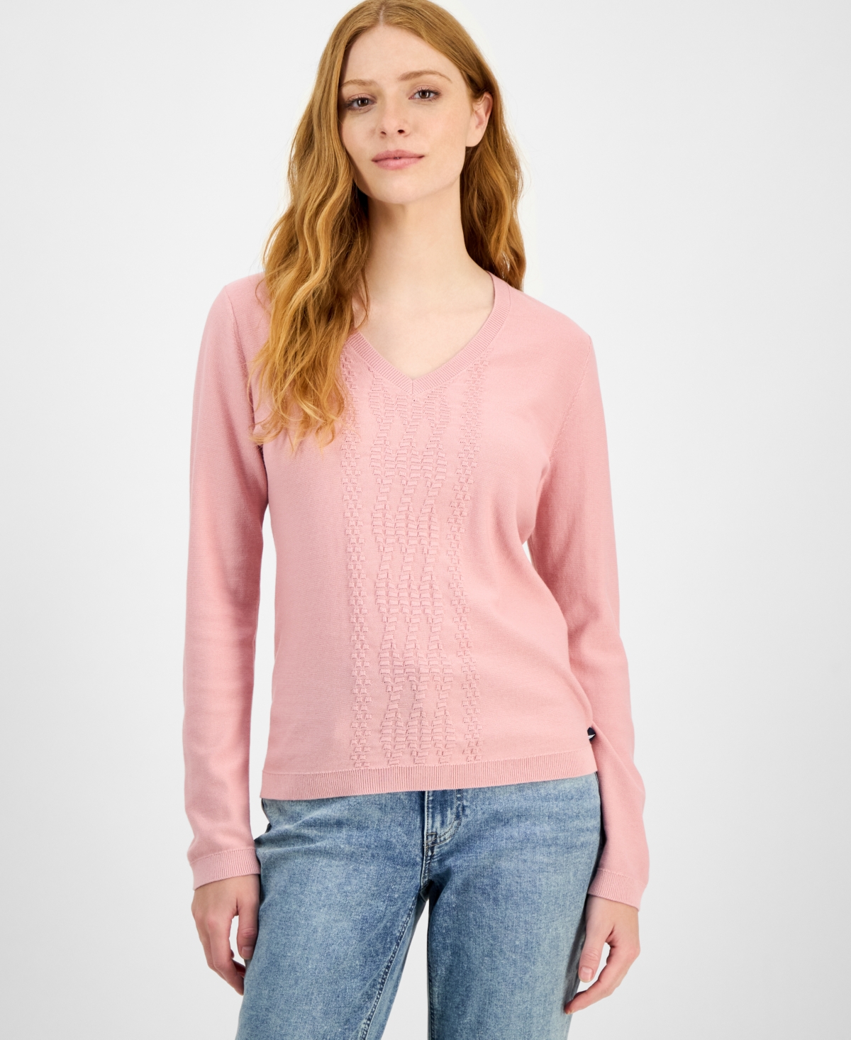 Click here for Nautica Jeans Womens Cotton V-Neck Textured Sweate... prices
