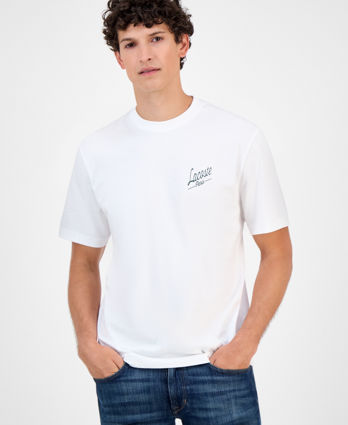 Click here for Lacoste Mens Printed Crewneck T-Shirt - White prices