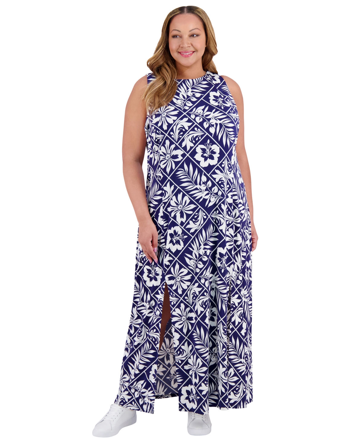 Click here for London Times Plus Size Carwash Sleeveless Maxi Dre... prices