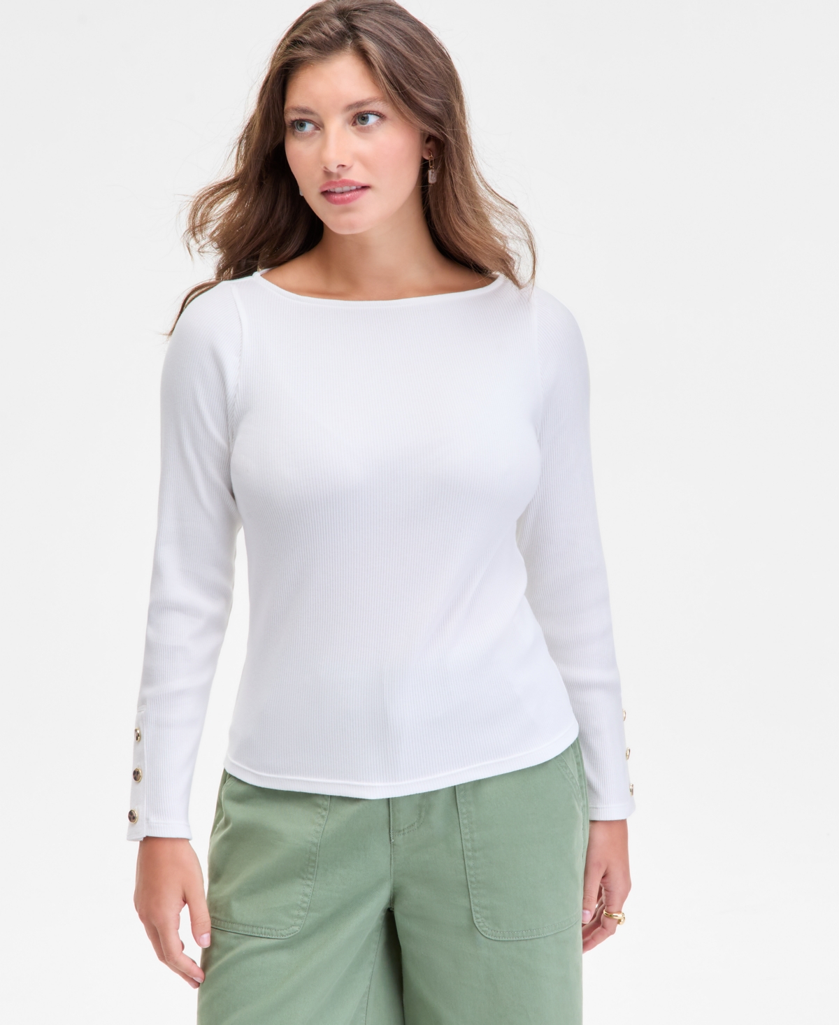 Click here for On 34th Womens Button-Cuff Boatneck Top  Macys Exc... prices