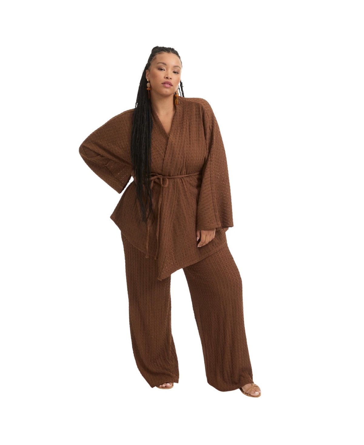 Click here for June + Vie Womens Plus Size Tie Waist Knitted Kimo... prices