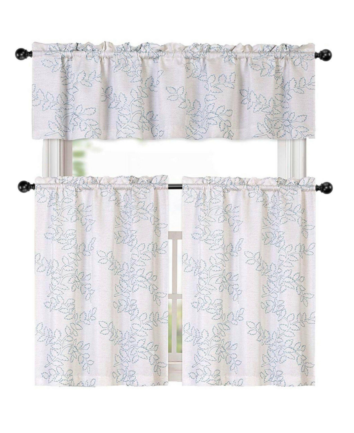 Click here for Kate Aurora Brielle Embroidered Linen Kitchen Curt... prices