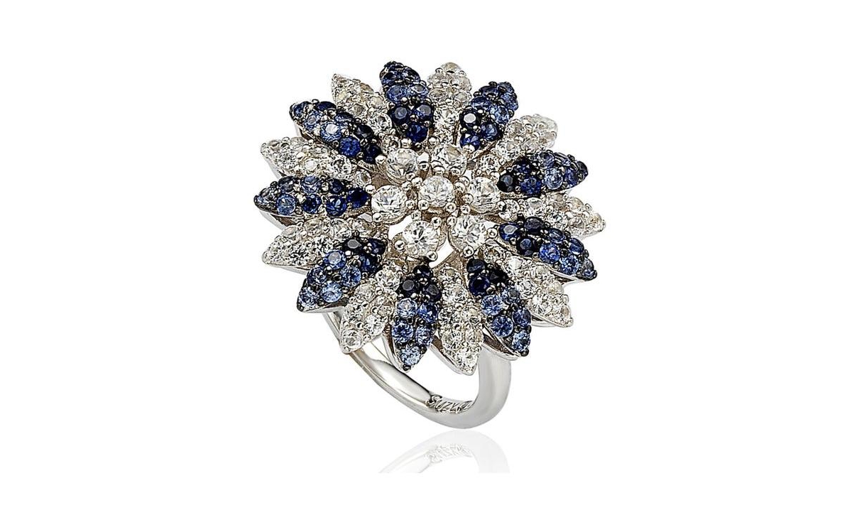 Click here for Suzy Levian Sterling Silver Sapphire & Created Whi... prices