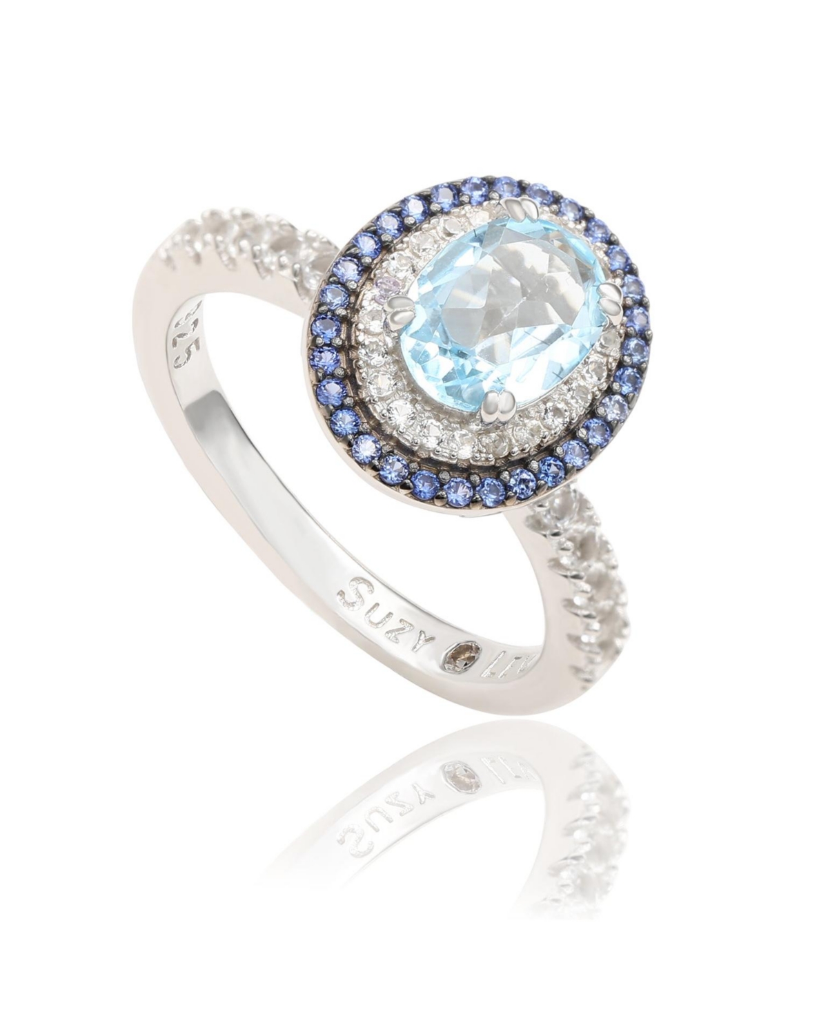 Click here for Suzy Levian Sterling Silver Oval Cut Topaz and Sap... prices