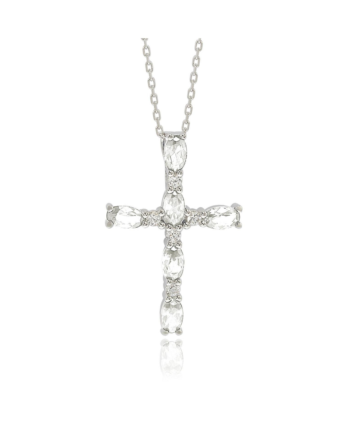 Click here for Suzy Levian Sterling Silver White Topaz Cross Pend... prices