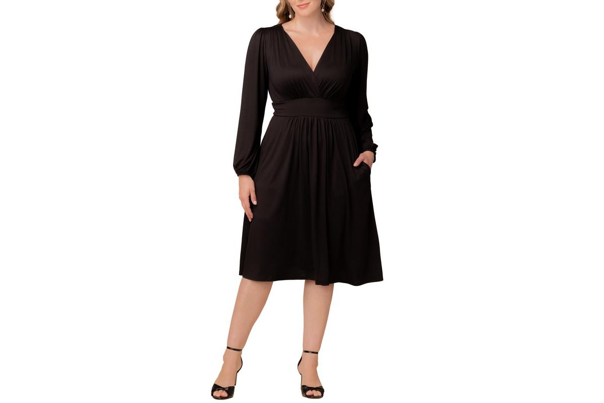 Click here for Kiyonna Plus Size Diana Long Sleeve Midi Dress - B... prices