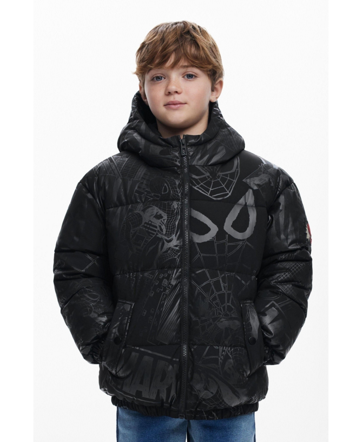 Click here for Desigual Boys Boyss Spiderman padded jacket - Blac... prices
