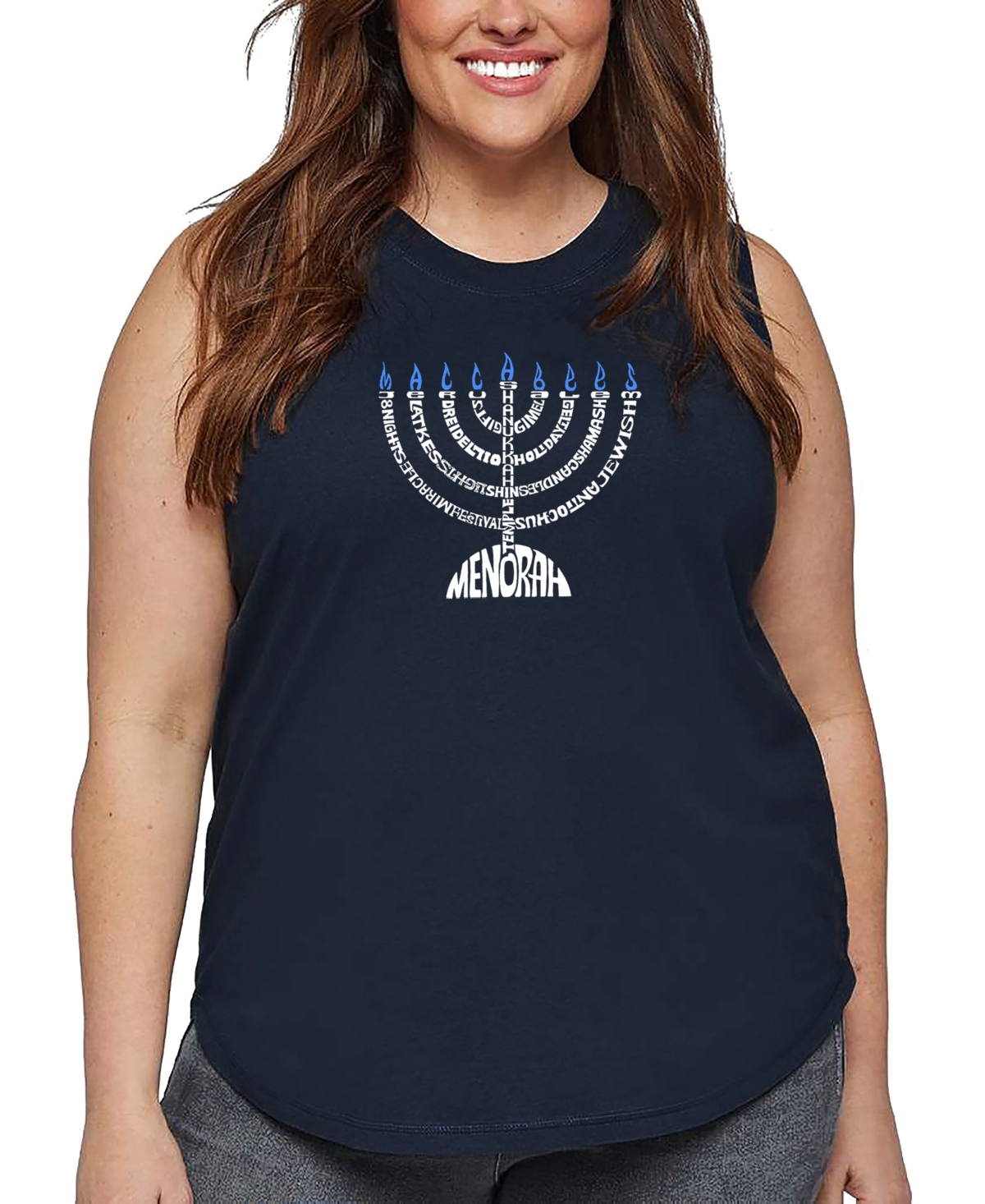 Click here for La Pop Art Plus Size Menorah Word Art Tank Top - N... prices
