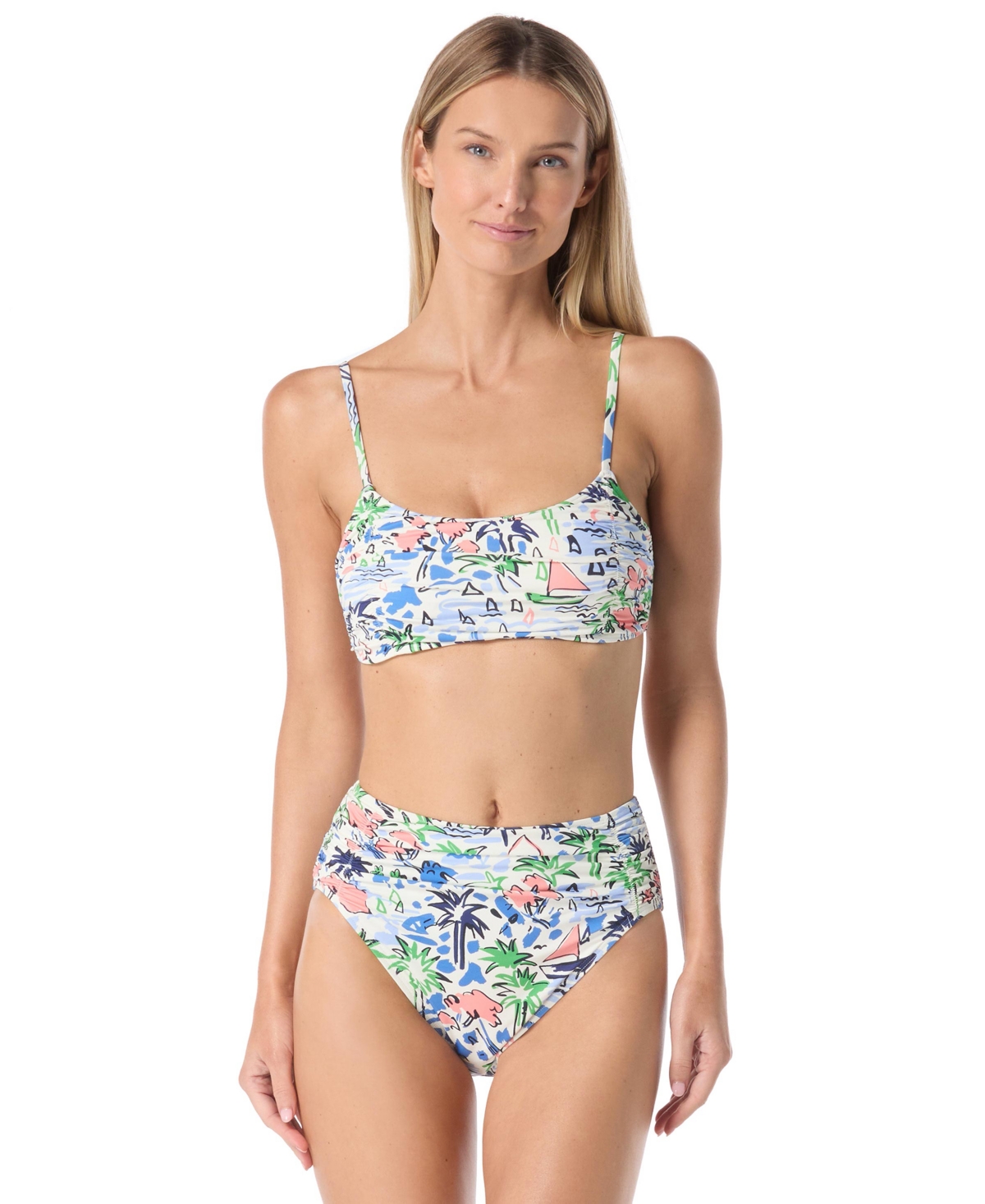 Click here for Kate Spade Womens Shirred Bra Bikini Top - Blue Mu... prices