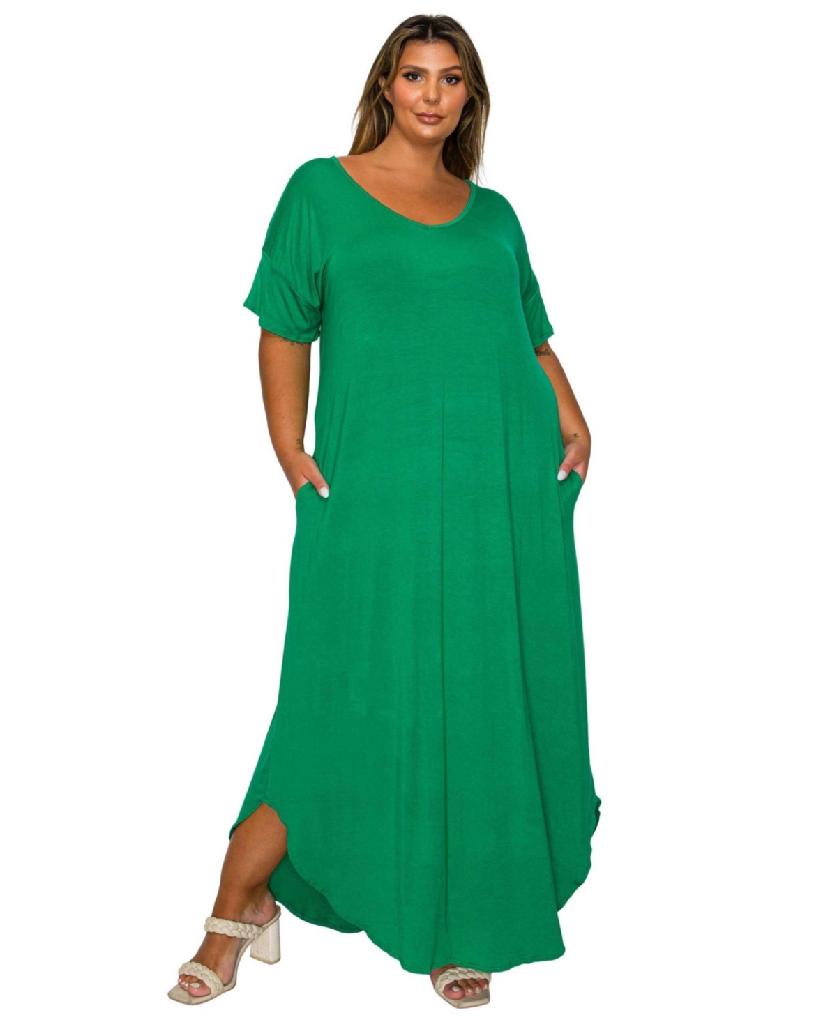 Click here for L I V D Plus Size Scarlett Maxi Pocket Dress - Kel... prices