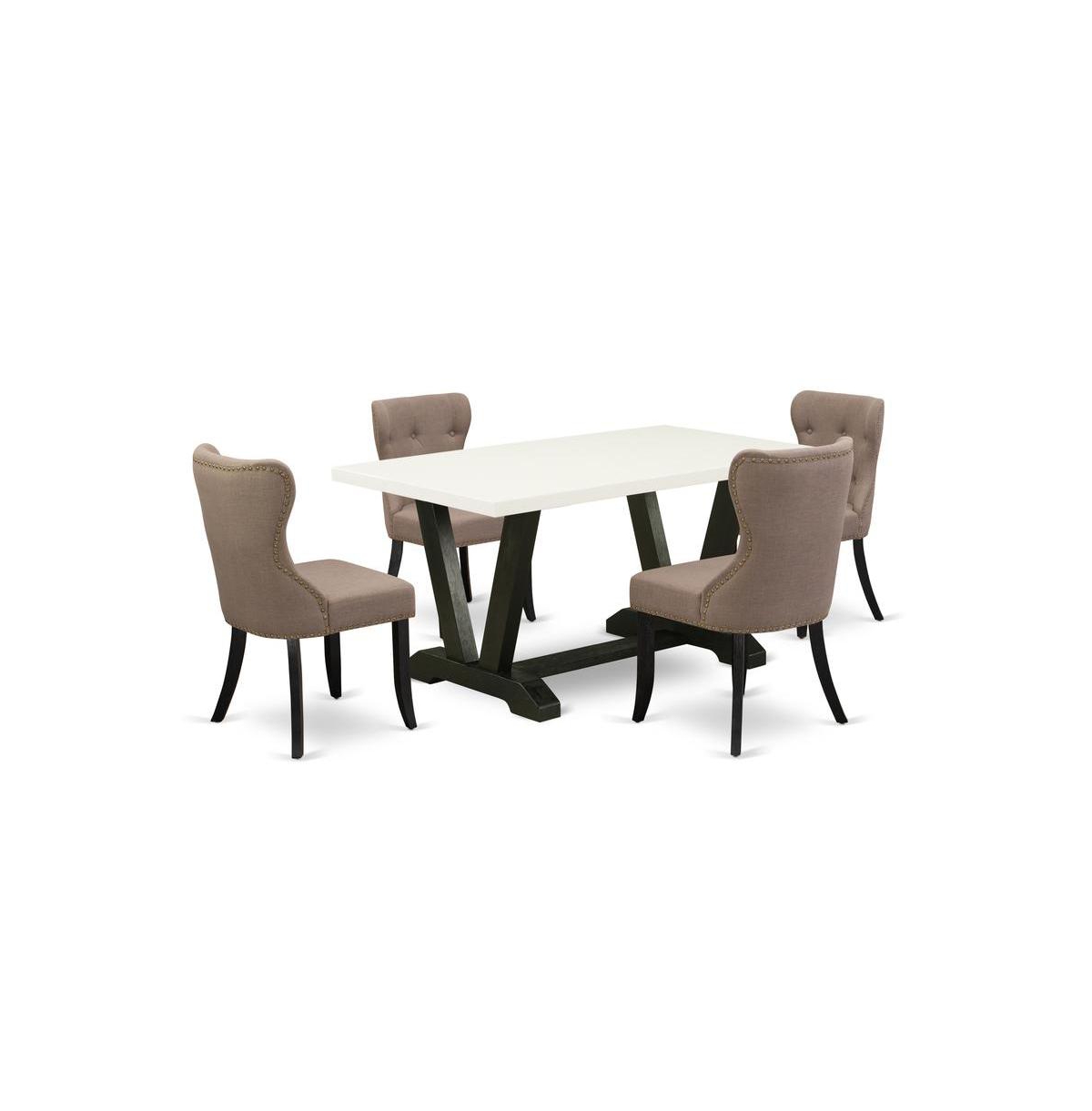 Click here for East West Furniture 5-Piece Dining Table Set - Cof... prices