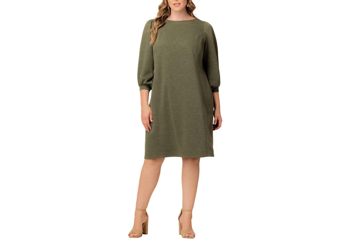 Click here for Kiyonna Plus Size Madison Sweater Knit Shift Dress... prices