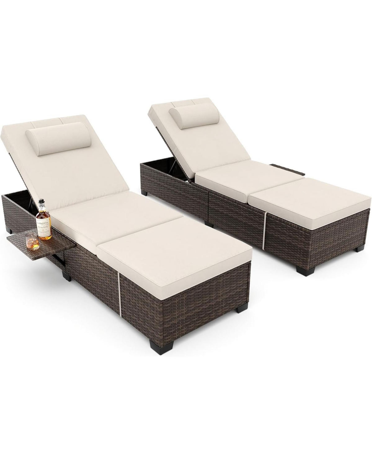 Click here for 2 Pcs All-Weather Outdoor Rattan Patio Chaise Loun... prices