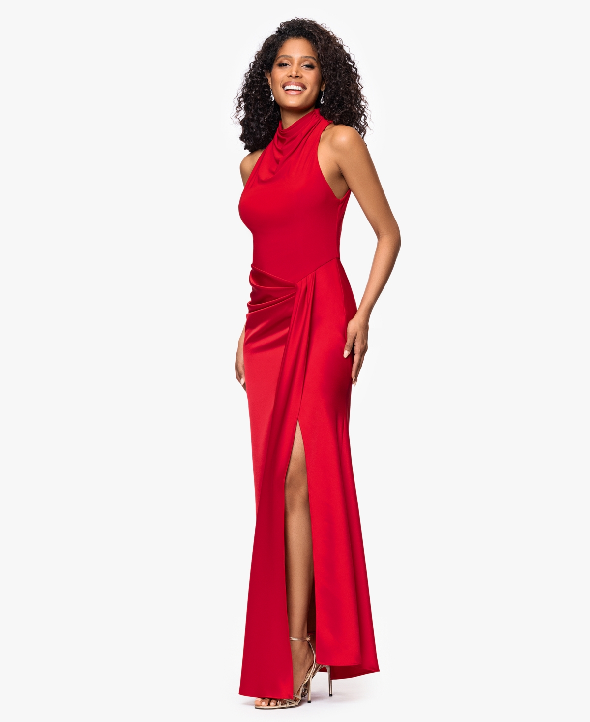 Click here for Betsy & Adam Womens Cowl Neck Dress - Red prices