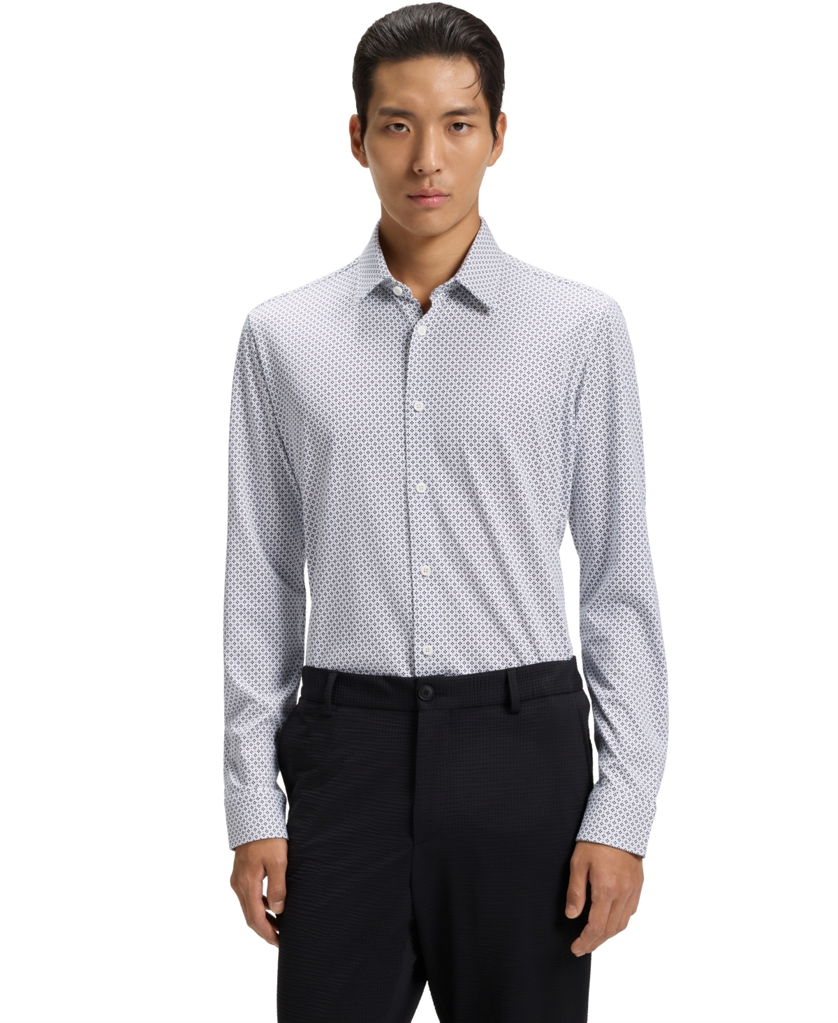 Click here for Boss by Hugo Boss Mens Cotton Blend Slim-Fit Dress... prices