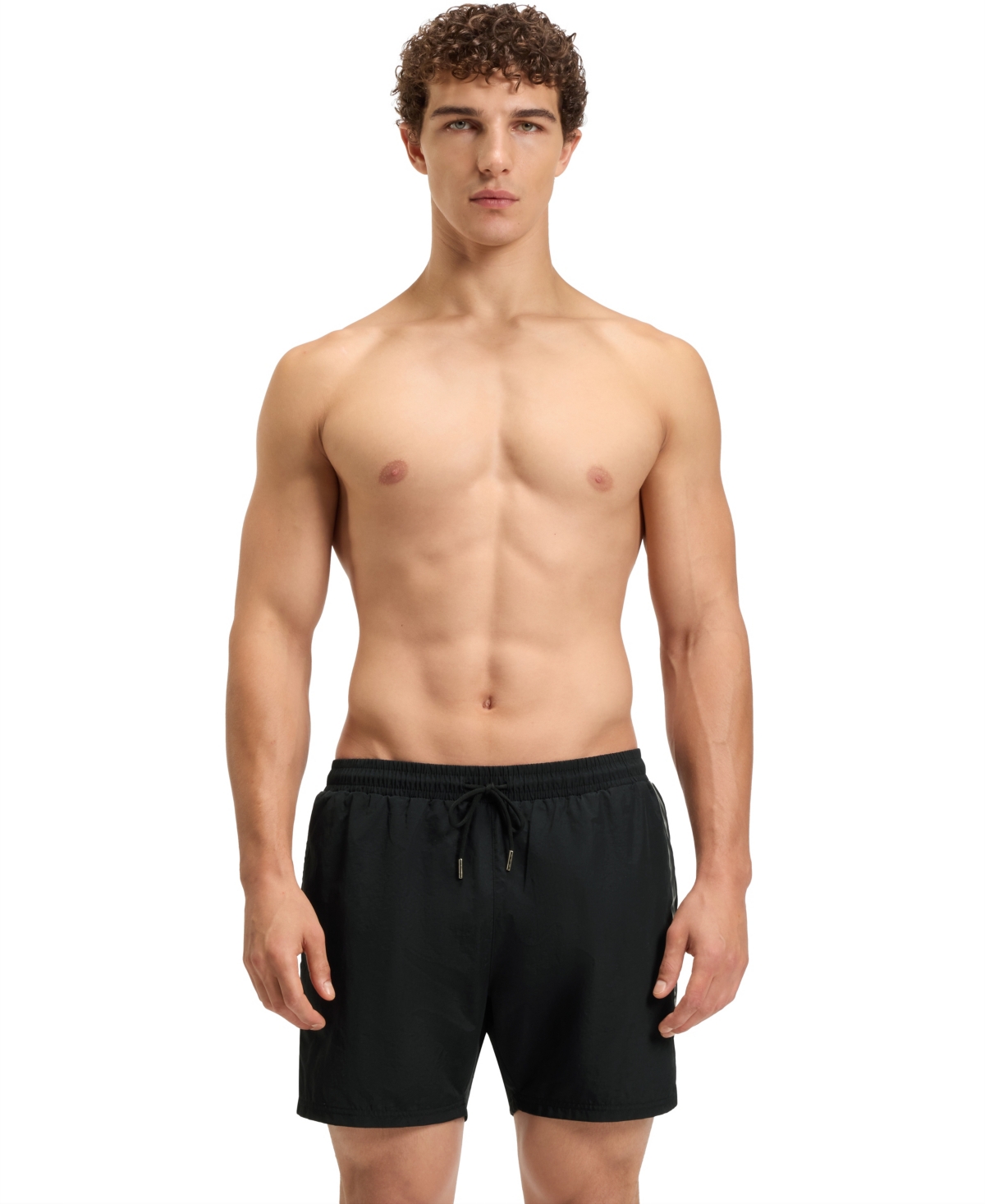 Boss by Hugo Boss Mens Foil-Printed Logo Swim Shorts - Black