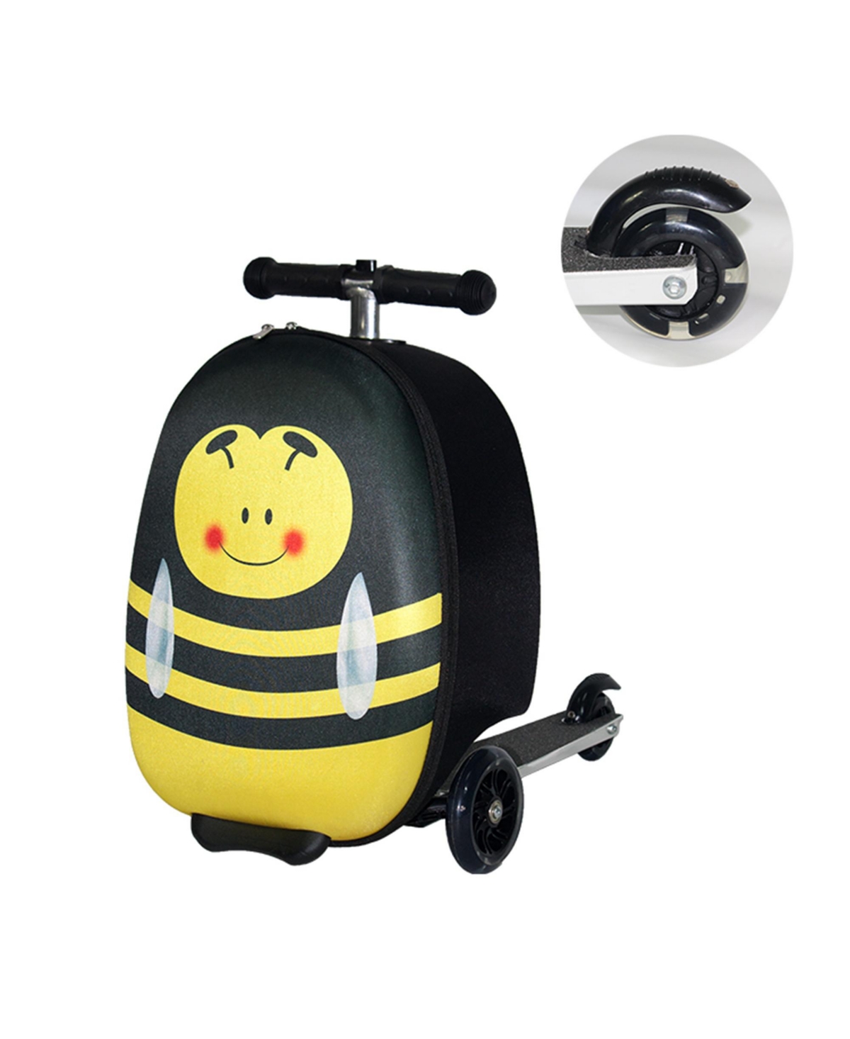 GoPowerBike GoVoyage 3-Wheel Kids Luggage Scooter with Light-Up Wheels - Black