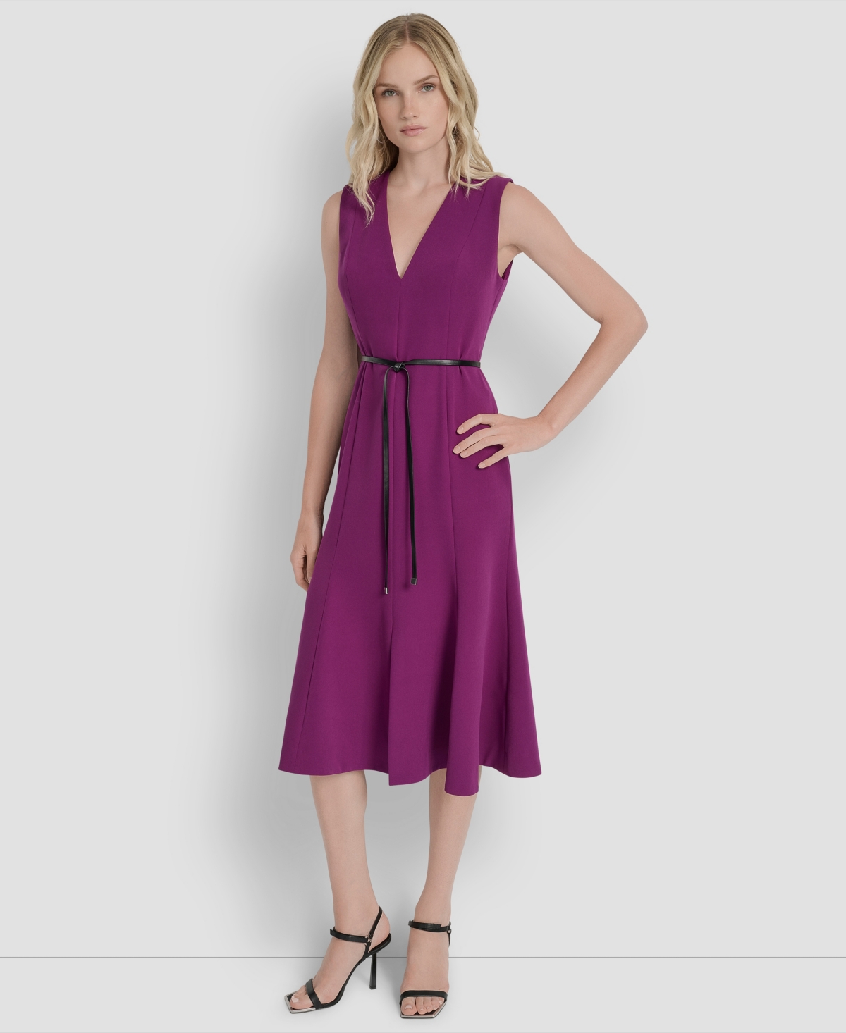 Click here for Dkny Womens Sleeveless V-Neck Fit & Flare Dress -... prices