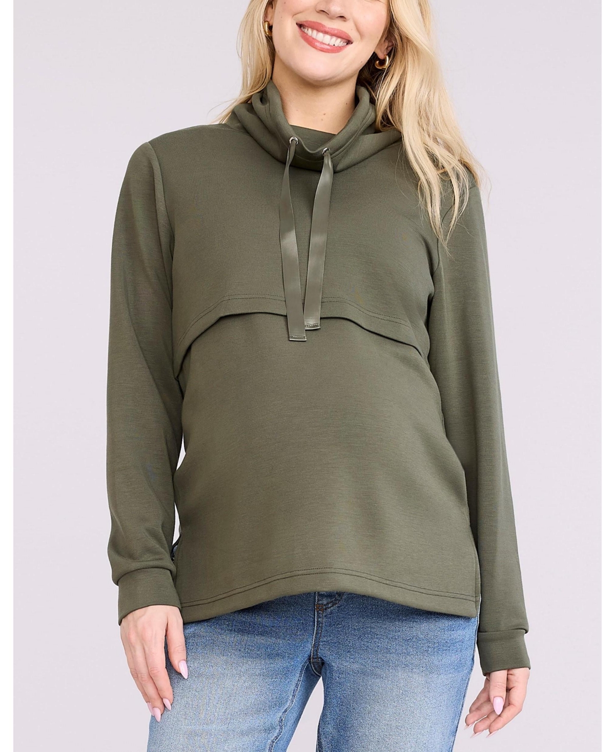 Click here for Motherhood Maternity Maternity Funnel Neck Pullove... prices