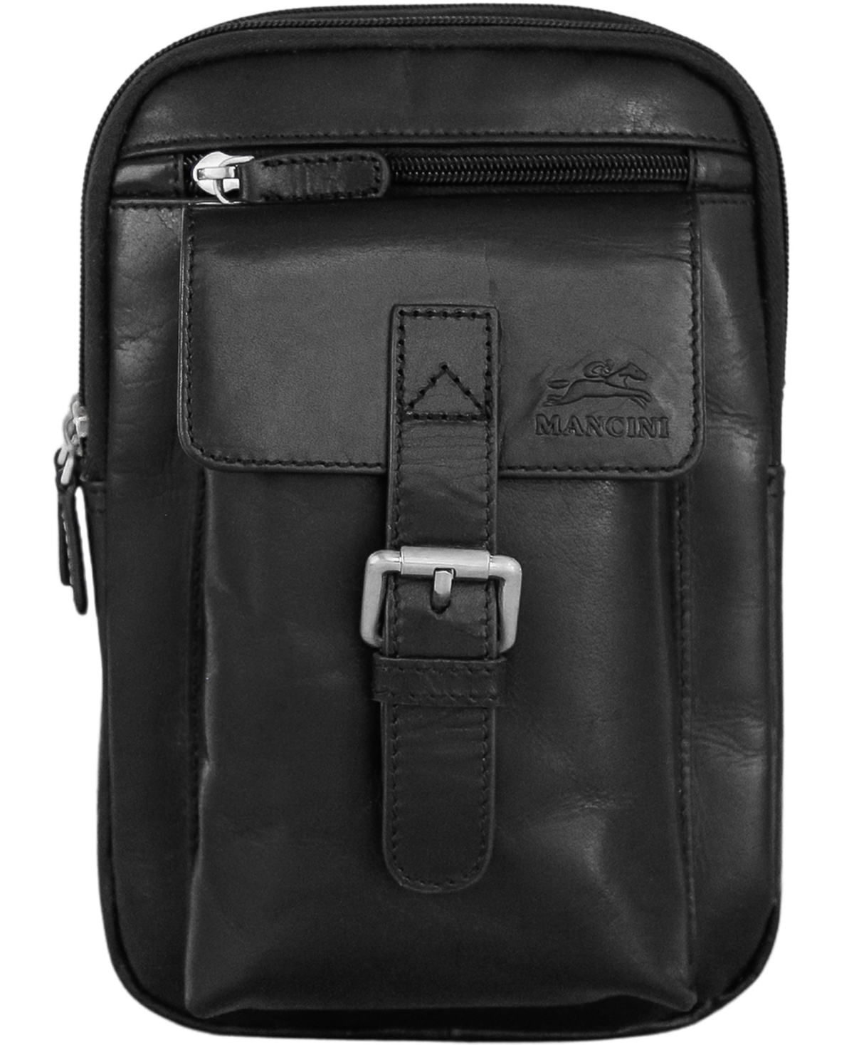 Click here for Mancini Mens Leather Crossbody Organizer Bag - Bla... prices