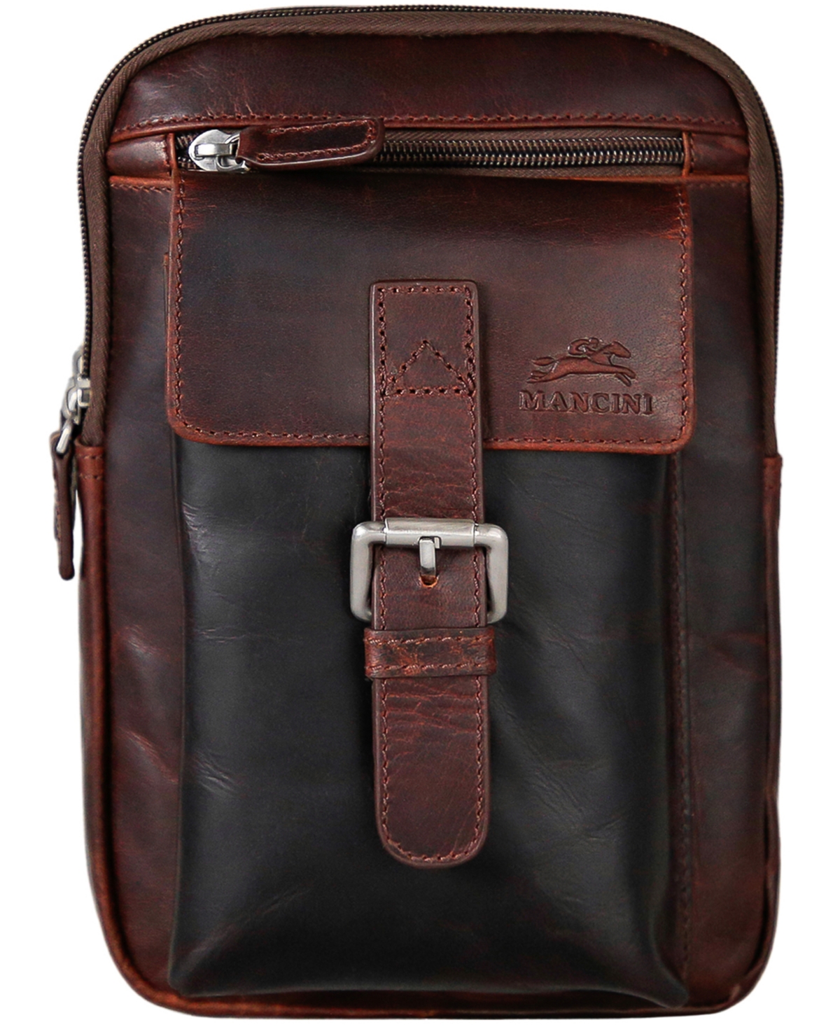 Click here for Mancini Mens Leather Crossbody Organizer Bag - Bro... prices