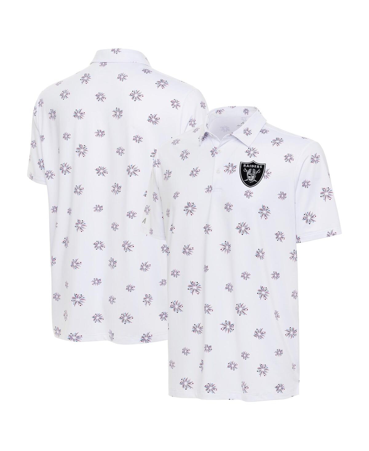Click here for Antigua Mens White Las Vegas Raiders Fireworks Pol... prices
