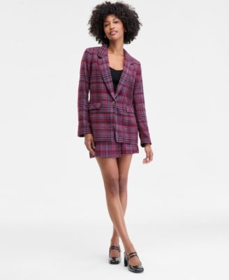 Click here for On 34th Womens Plaid Single Button Blazer V Neck T... prices