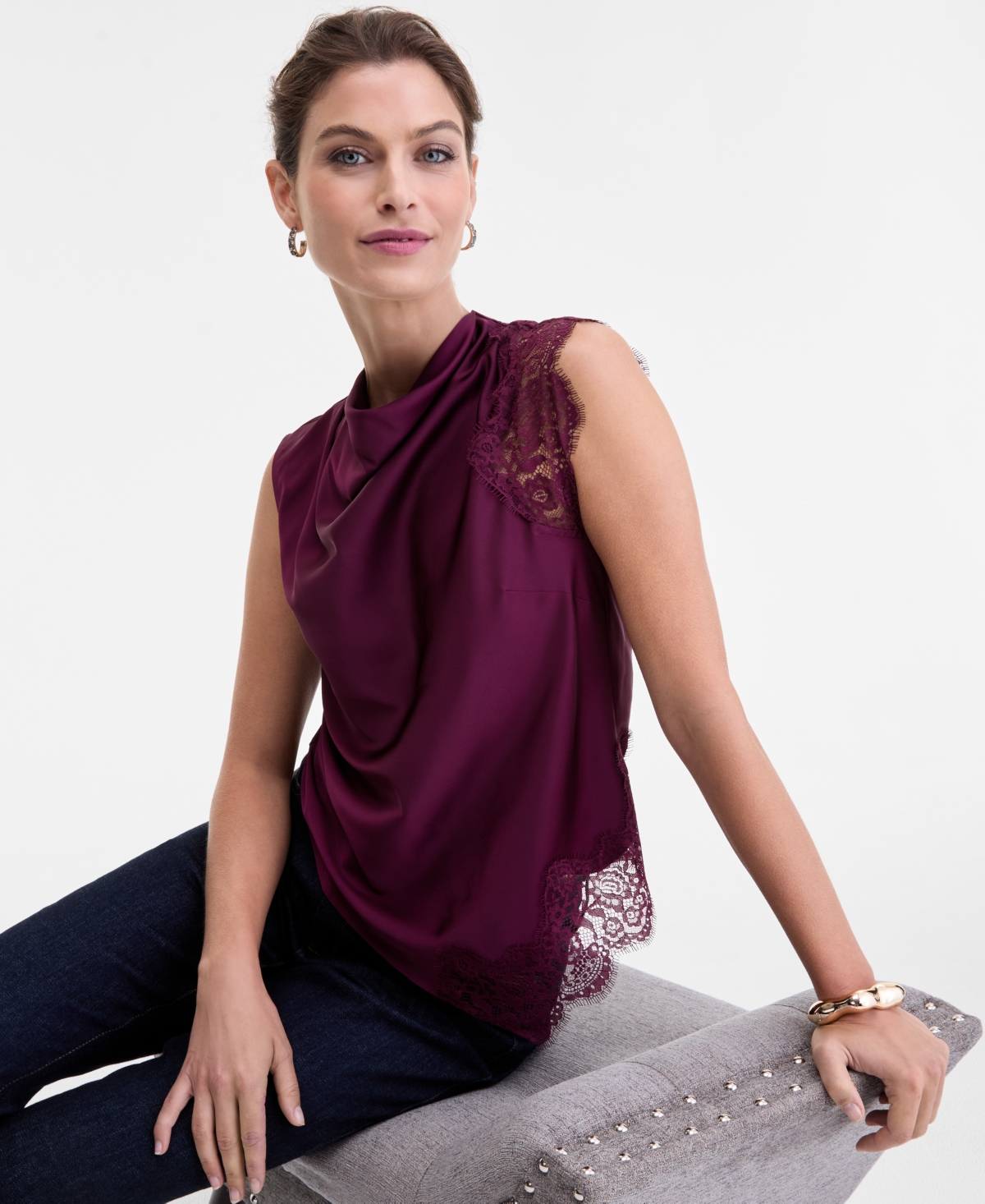 Click here for I.n.c. International Concepts Womens Lace-Trim Cow... prices
