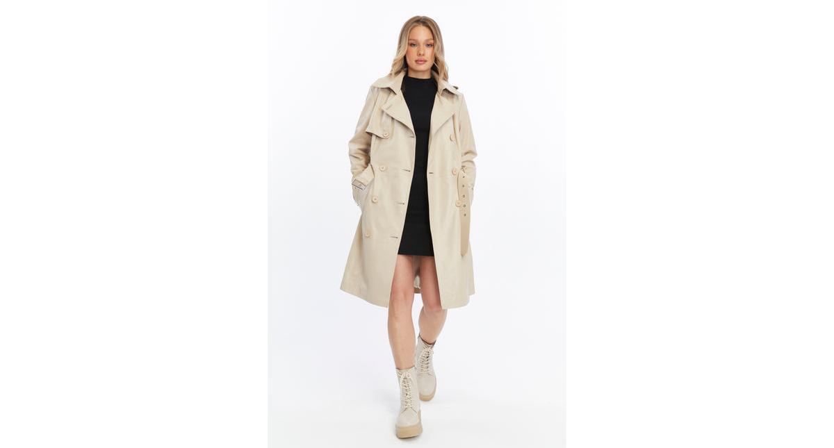 Click here for Furniq Uk Womens Genuine Leather Trench Coat  Beig... prices