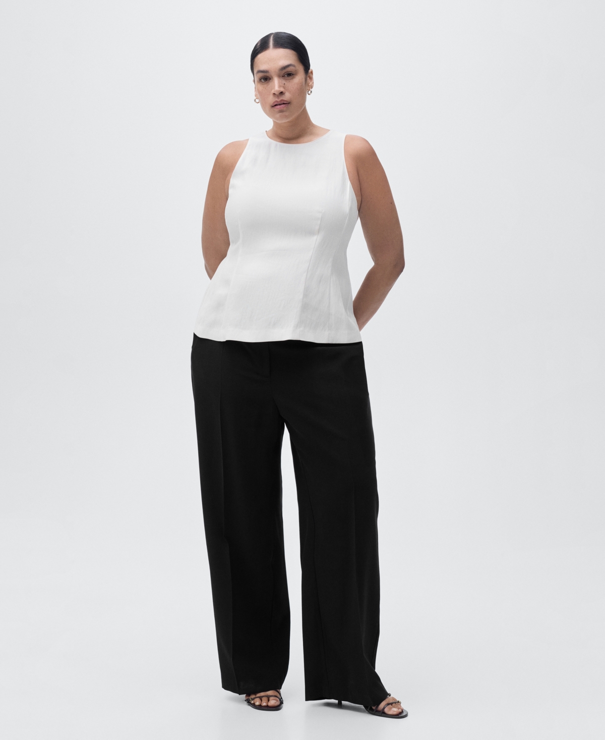 Click here for Mango Womens Straight Mid-Rise Pants - Black prices