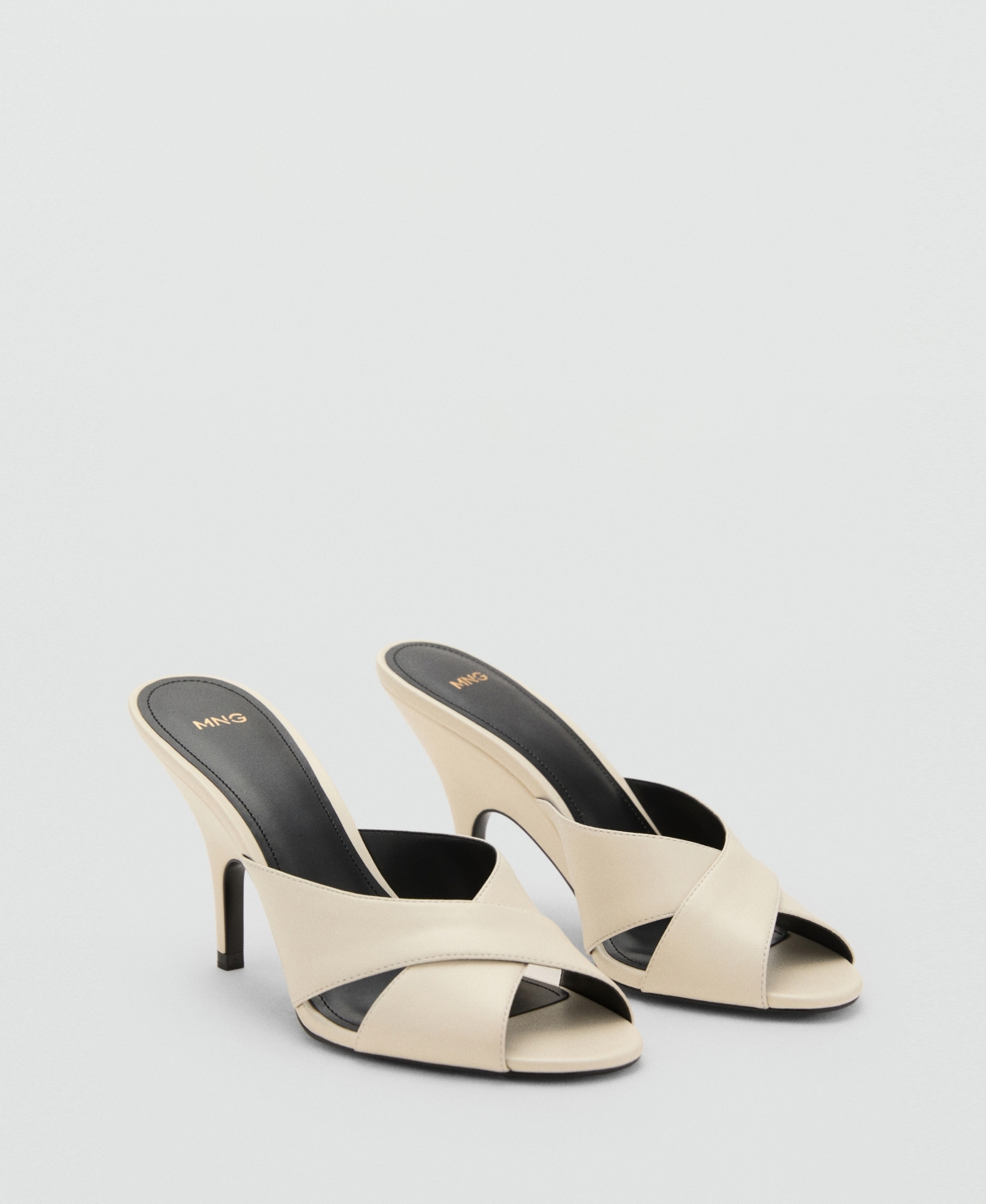 Click here for Mango Womens Cross-Strap Leather Sandals - Ecru prices