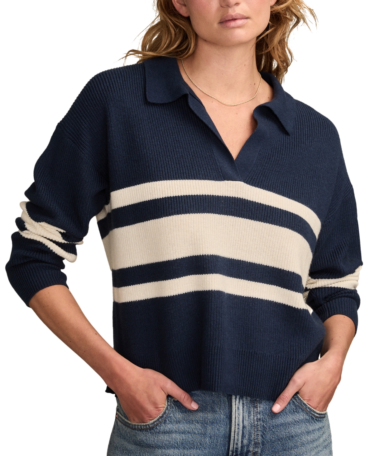 Click here for Lucky Brand Womens Rugby Polo Long-Sleeve Sweater... prices
