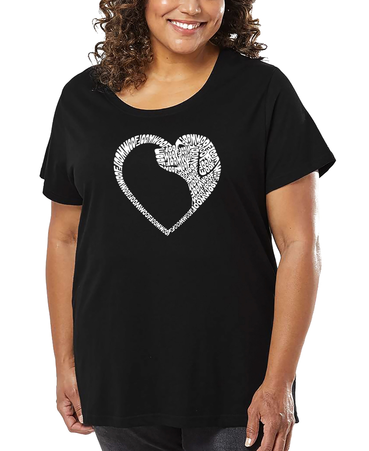 Click here for La Pop Art Plus Size Dog Heart Word Art T-Shirt -... prices