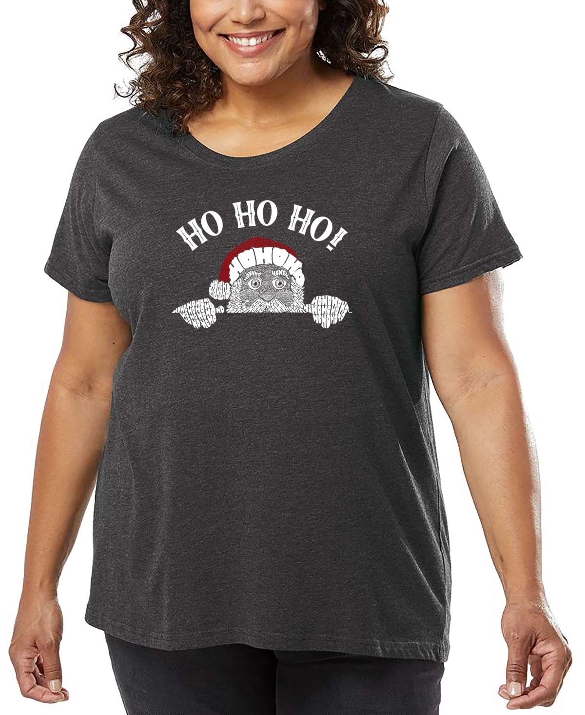 Click here for La Pop Art Plus Size Peeking Santa Word Art T-Shir... prices