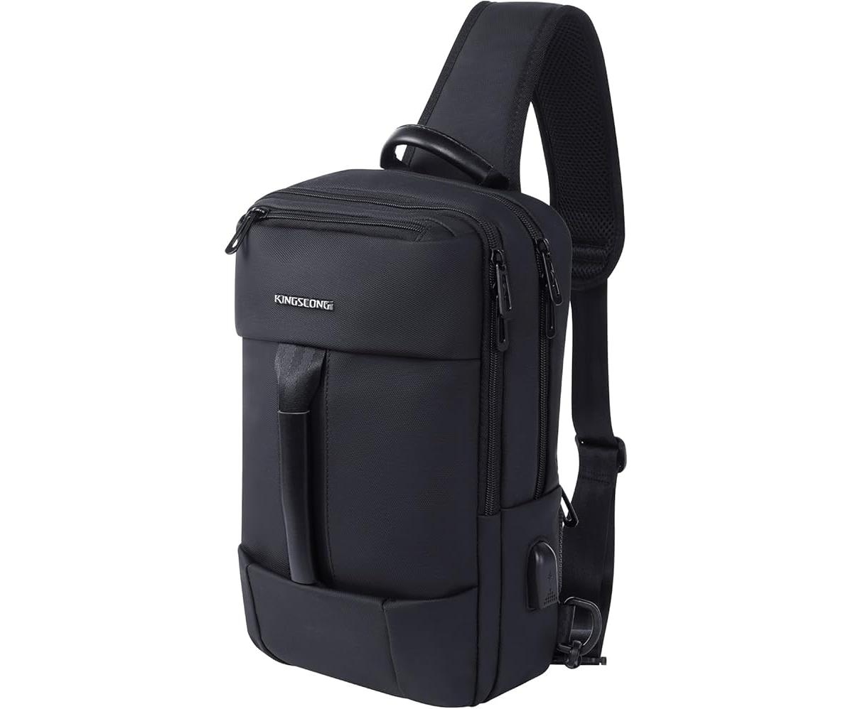 Click here for 14-16 inch Sling Bag for Men Black Crossbody Bag w... prices