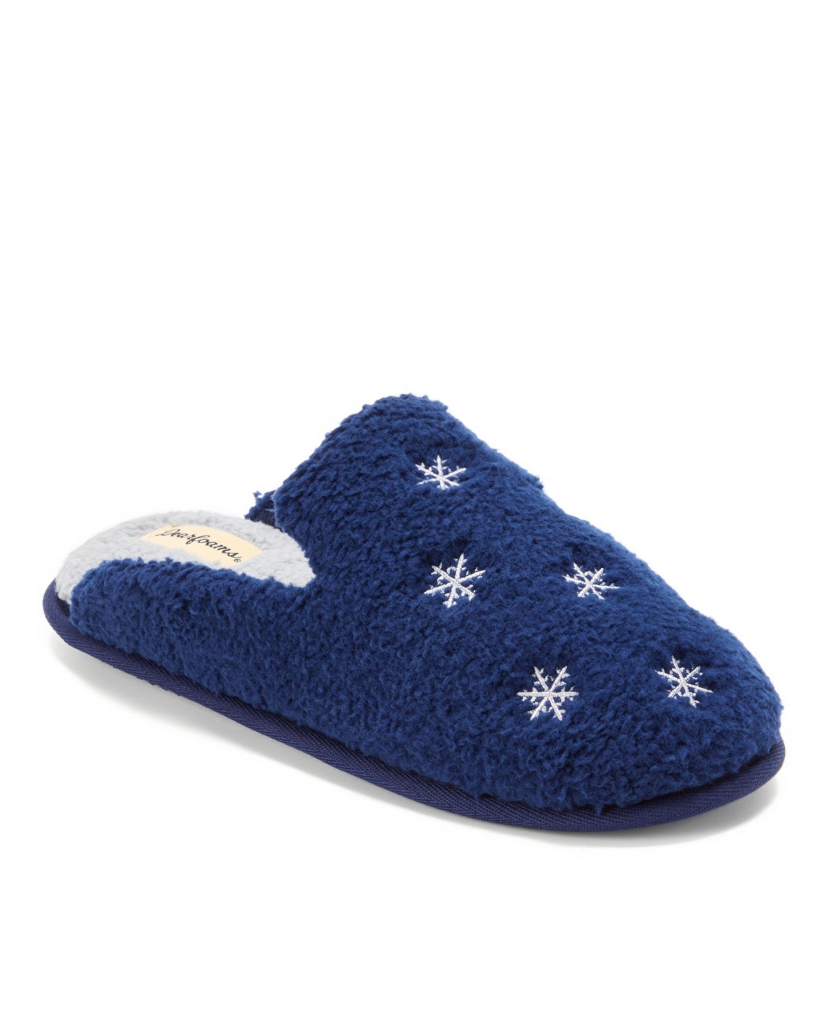 Dearfoams Womens Christmas Tree Teddy Scuff Slipper - Peacoat